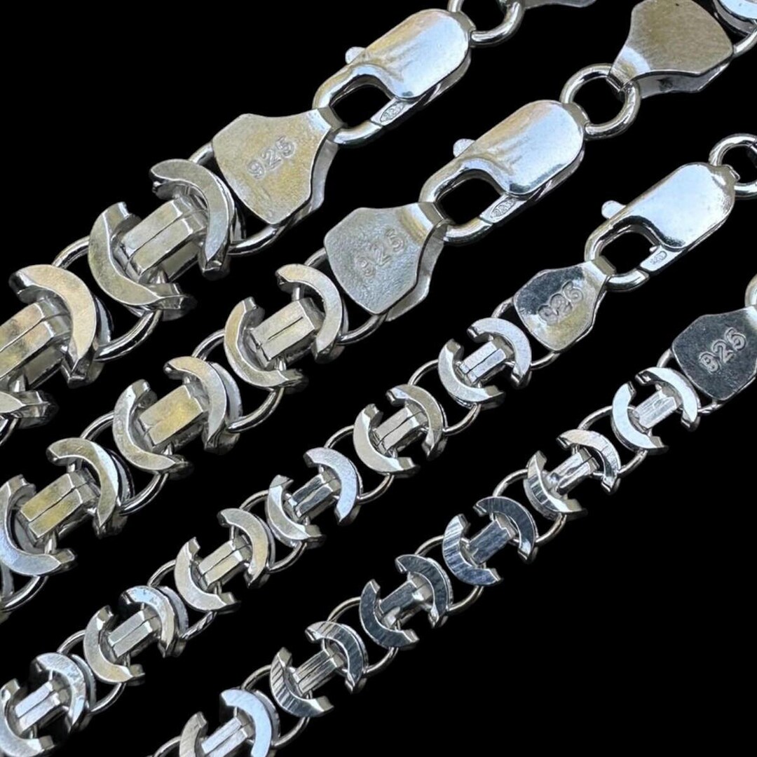 Flat Byzantine Link Chain Necklace or Bracelet 925 Sterling Silver 730 ...