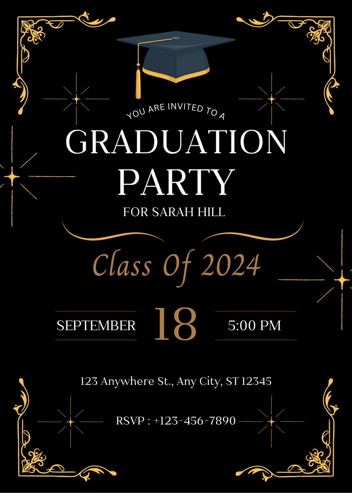 Customizable Graduation Invitation Template Canva Editable high School ...