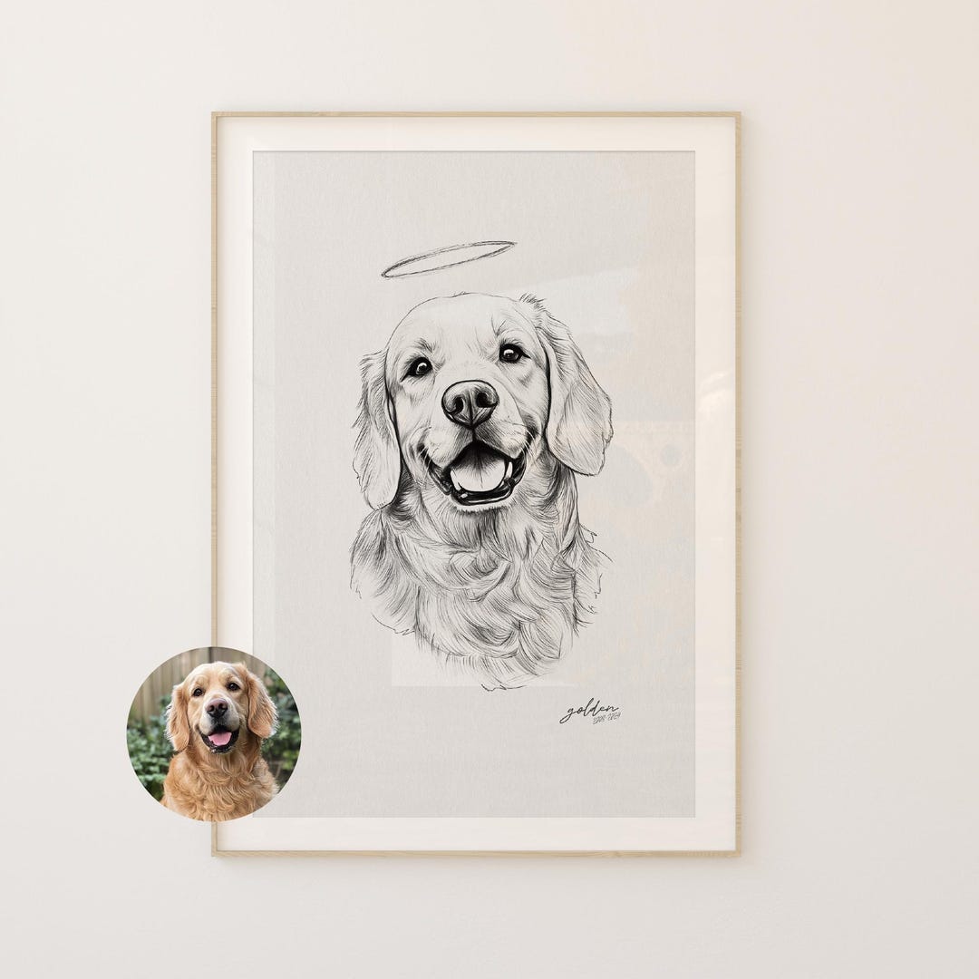 Custom Pet Memorial Portrait Personalized Pet Portrait From Photo ...
