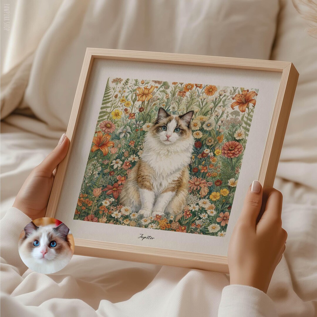 Custom Ragdoll Cat Portrait: Modern Pet Painting, Digital Art for Cat ...