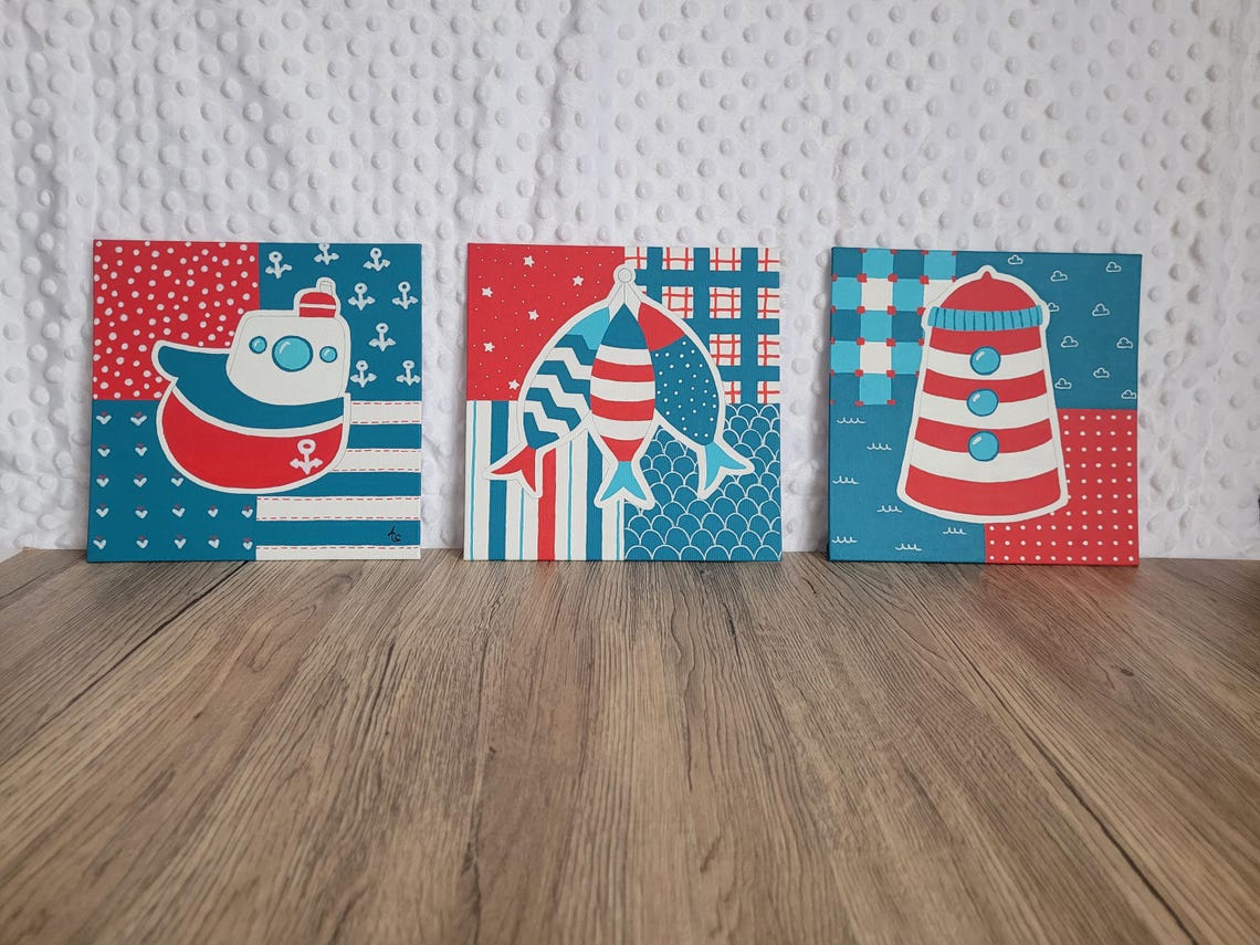 Print Ocean Wall Art for Nursery Decor Vibrant Colours Nautical Nursery ...