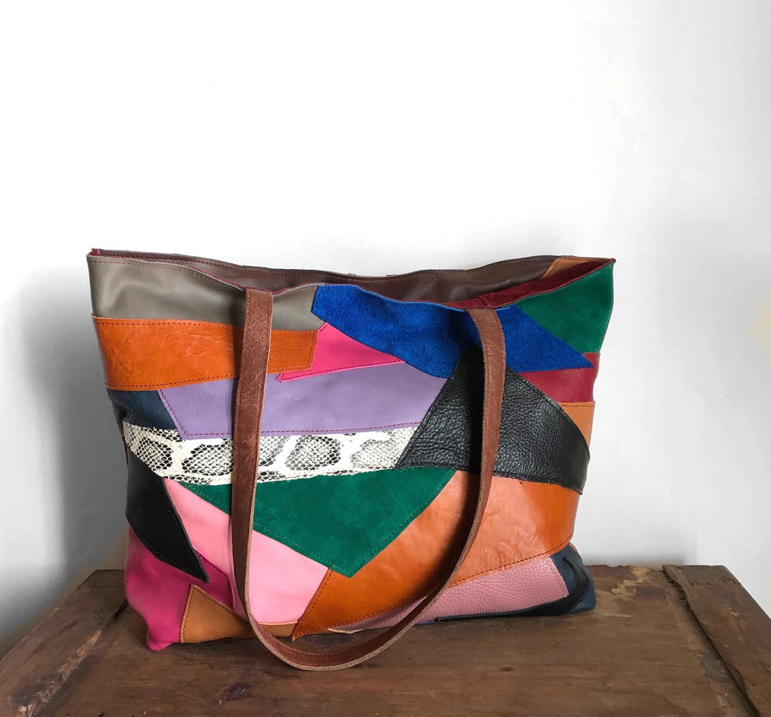 Patchwork Leather Shopper / Leather Tote / Shoulder Bag / Leather Bag ...