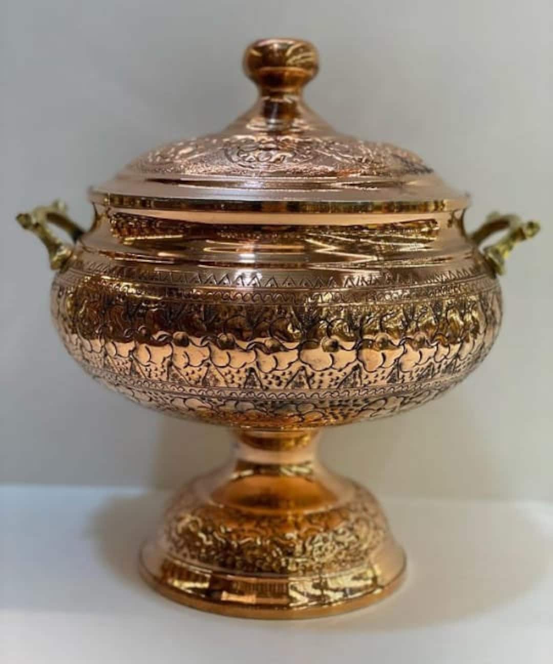 Turkish Handmade Copper Soup Pot With Rich Motifs Elegant Modern ...