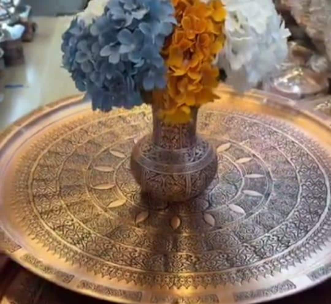 Handmade Turkish Copper Tray With Rich Motifs - Elegant Sizes for Tea ...