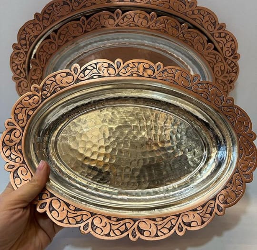 Turkish Copper Tray Handmade Rich Motifs, Different Sizes Delicious ...