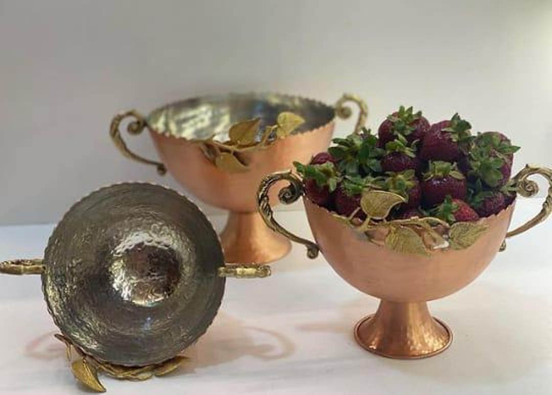 Turkish Handmade Standing Copper Bowl Modern Elegance for Kitchen and ...