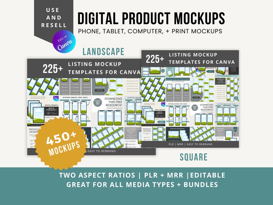 450 Digital Product Bundle Mockups for Tablets, Computers, Phones ...