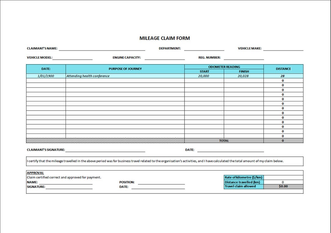 Customisable Mileage Forms - Etsy