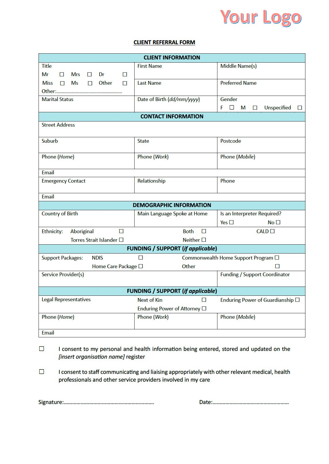 Customisable NDIS Client Referral Form - Etsy