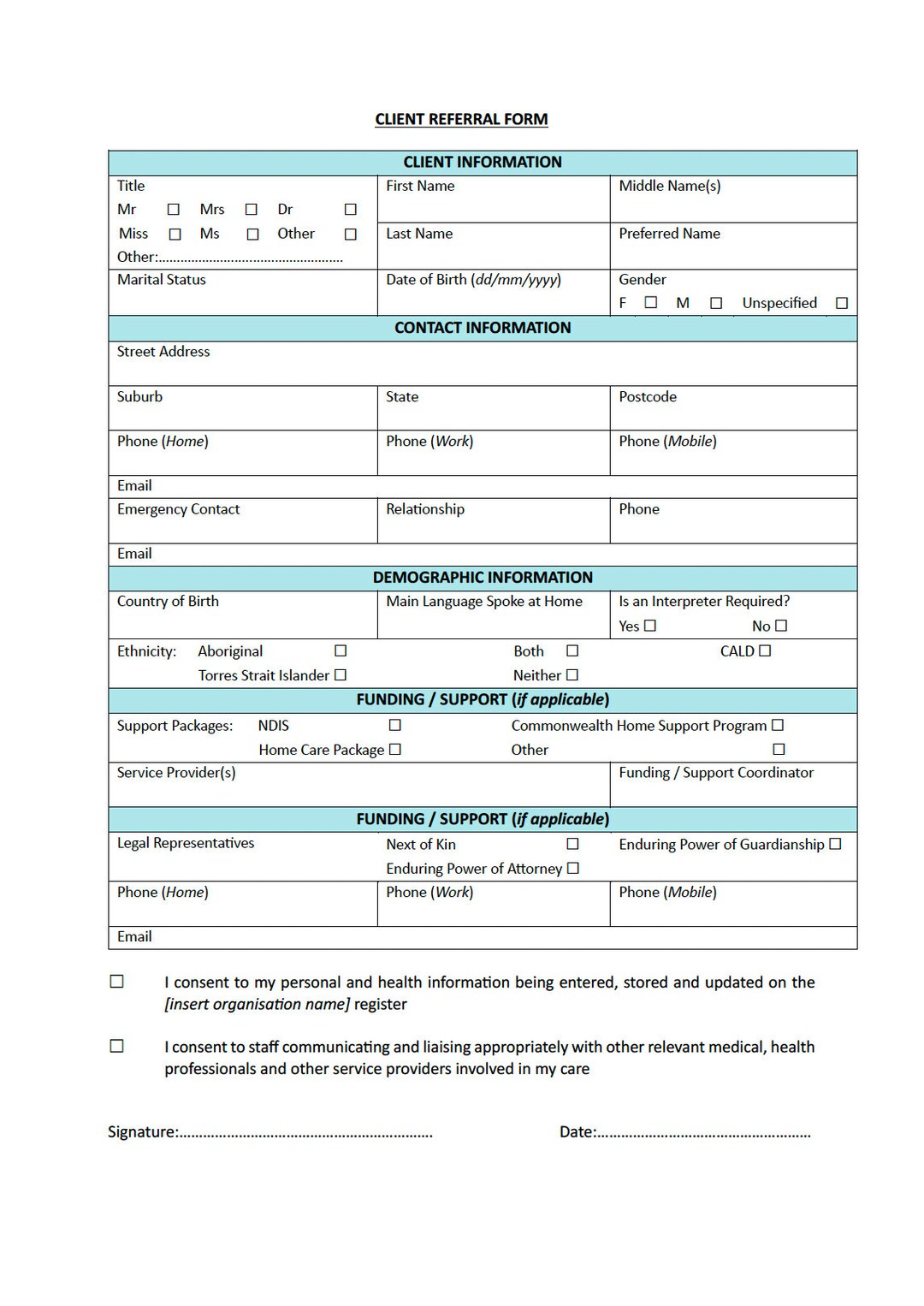 Customisable NDIS Client Referral Form - Etsy