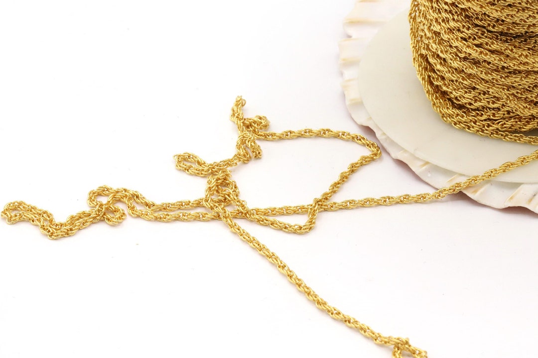 3mm 24 K Shiny Gold Plated Mesh Chains, Cable Chains, Gold Chain ...