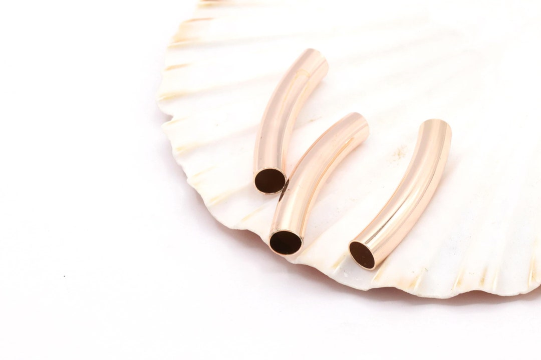 7x40mm Rose Gold Plated Tubes, Tube Beads, Rose Gold Plated Tube ...