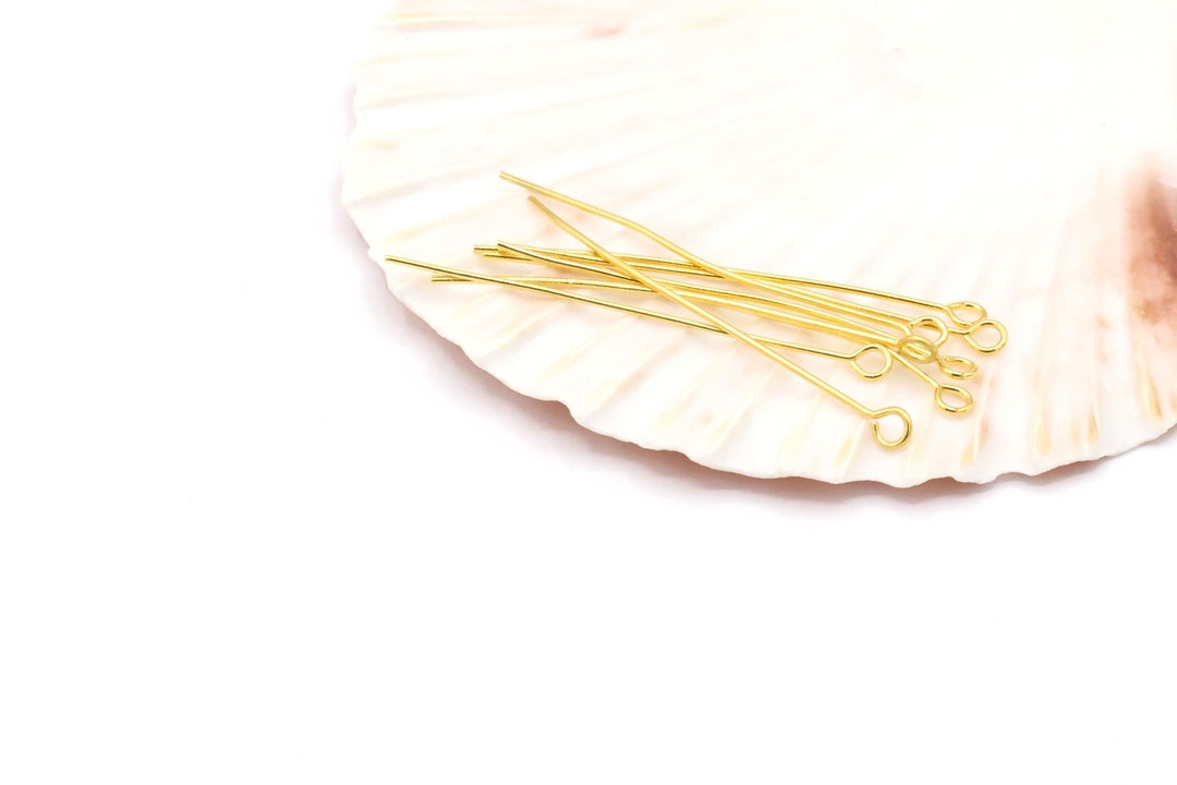 50mm 24 K Shiny Gold Plated Head Pin, Pin Charms, Bead Needle, Gold ...