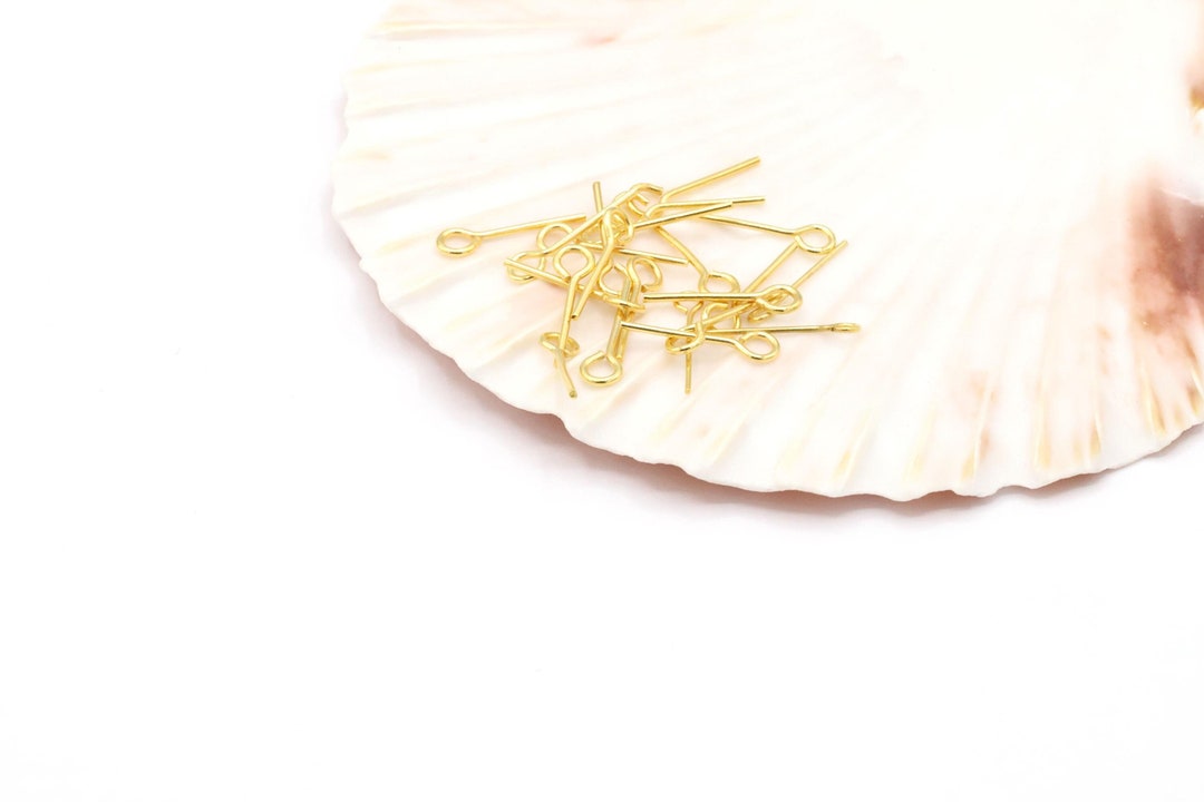 15mm 24 K Shiny Gold Plated Head Pin, Pin Charms, Bead Needle, Gold ...