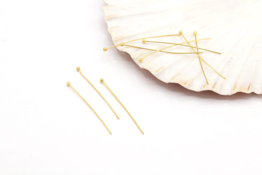 40mm 24 K Shiny Gold Plated Ball Head Pin, Gold Plated Needle, Gold ...