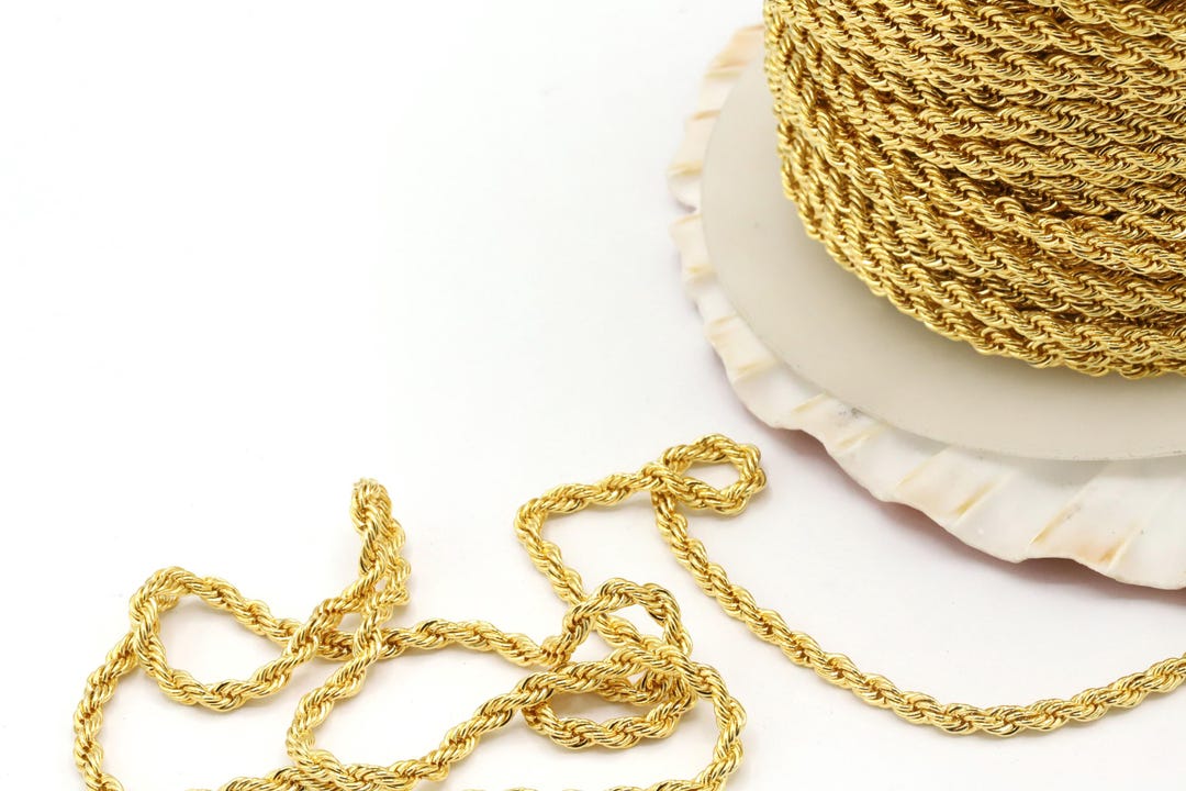 3mm 24 K Shiny Gold Plated Mesh Chains, Cable Chains, Gold Chain ...