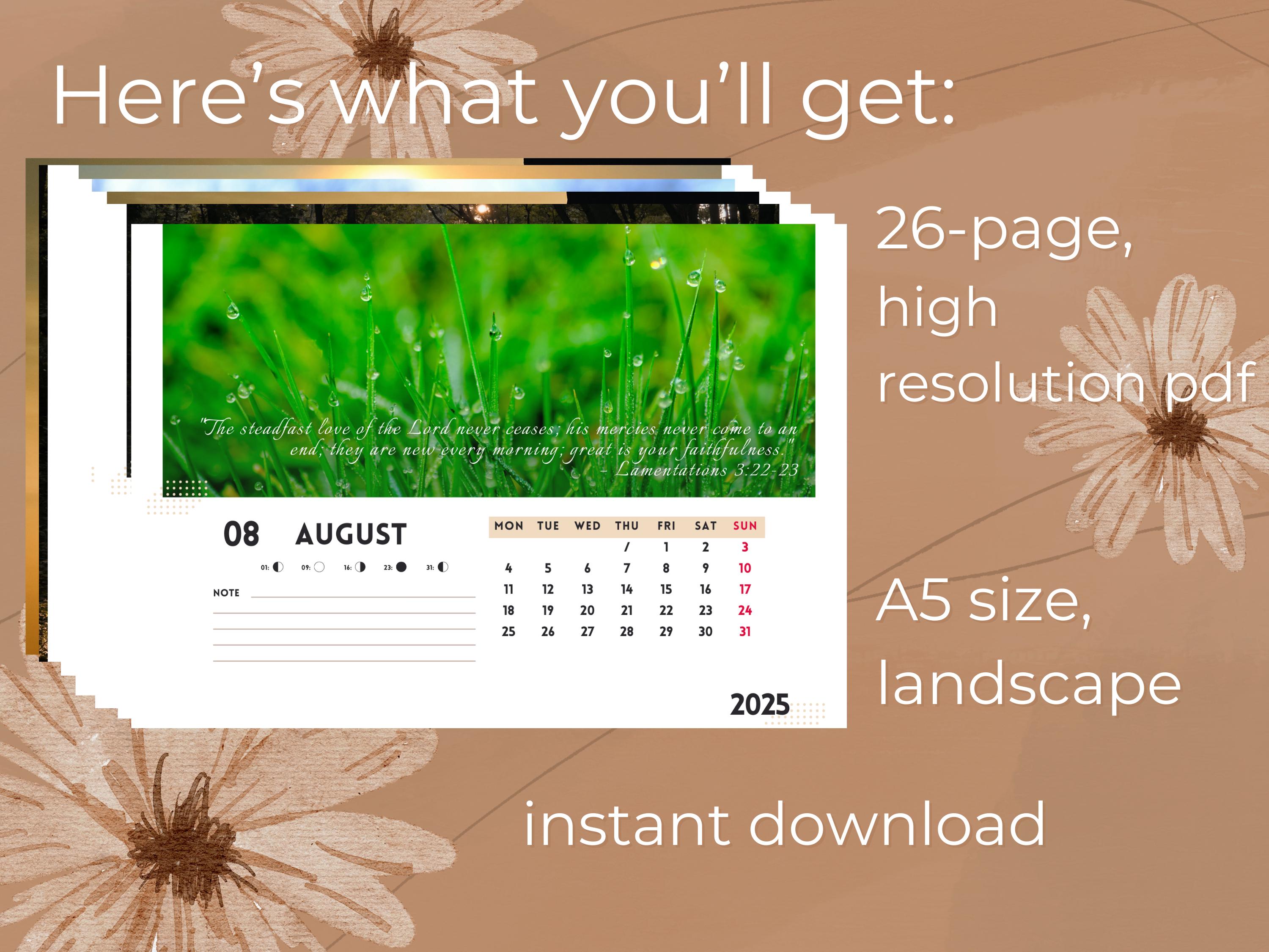 2025 Christian Desk Calendar | Printable A5 Faith-based Calendar With ...