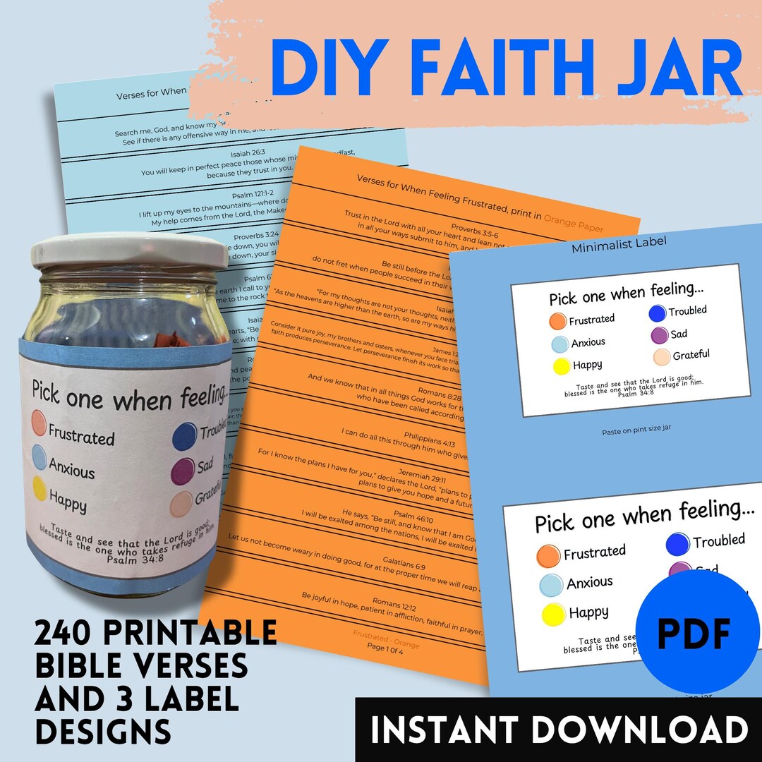 Buy DIY Faith Jar Bible Verses Printable PDF Encouraging Scriptures for ...
