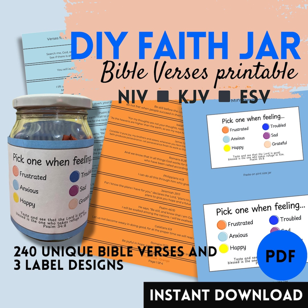 DIY Faith Jar Bible Verses Printable PDF | Encouraging Scriptures for ...
