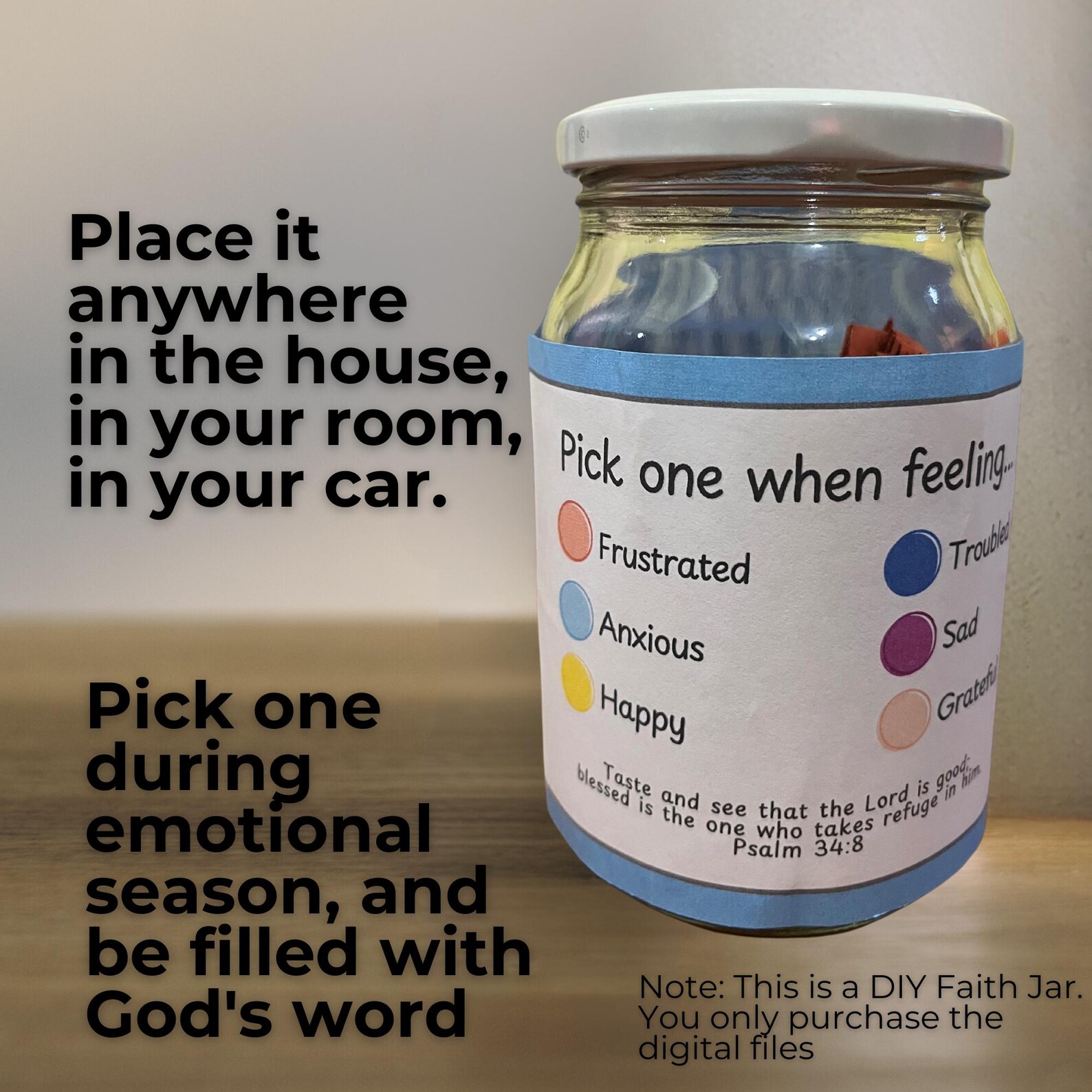DIY Faith Jar Bible Verses: Christian Inspiration (printable PDF) - Etsy