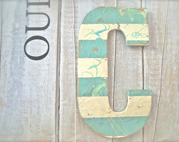 Wall Letter C Beach House Shabby Aqua Beach Cottage HOUSE & - Etsy