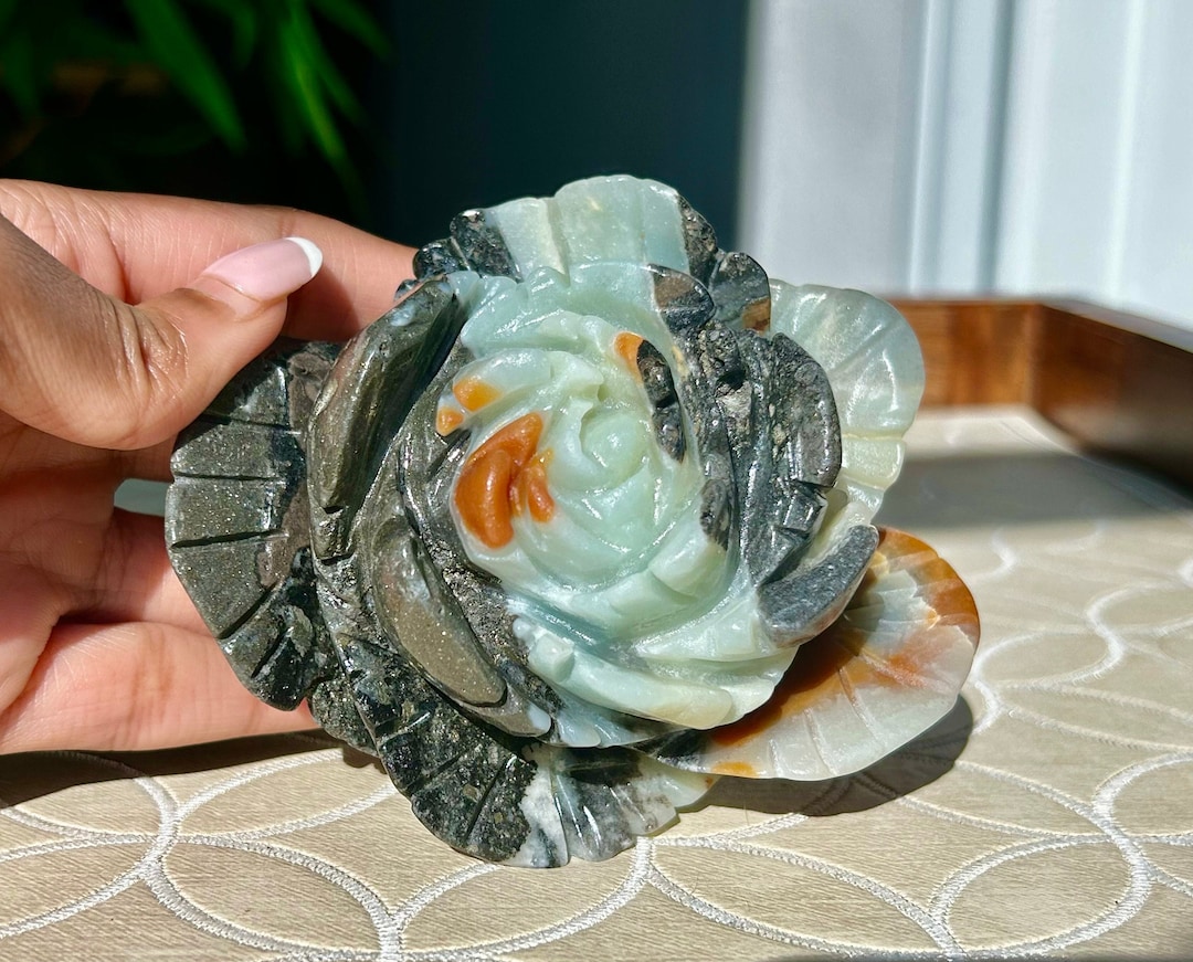 Blue Aragonite Flower With Pyrite Inclusions; Self Standing Crystal ...
