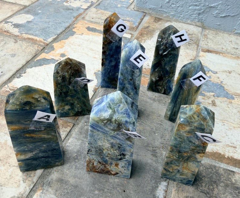 Natural Blue Kyanite Tower | Blue-green Crystal Point, Inclusions ...