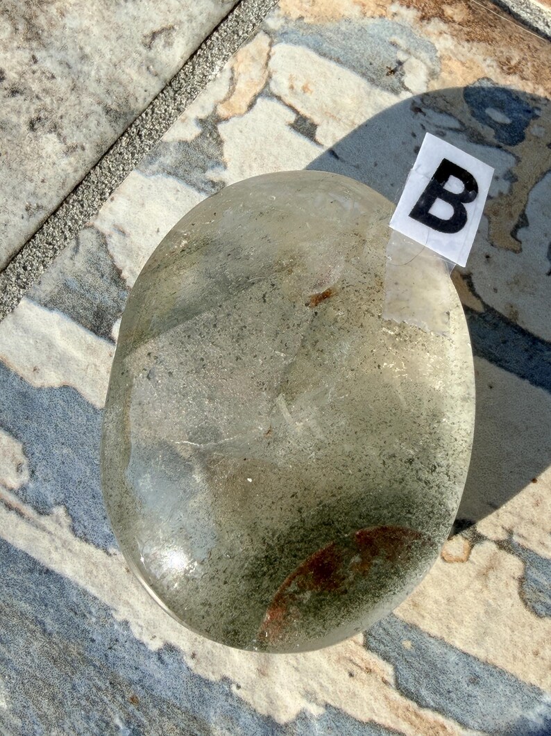 Garden Quartz Palm Stone | Lodolite, Scenic Quartz With Chlorite & Iron ...