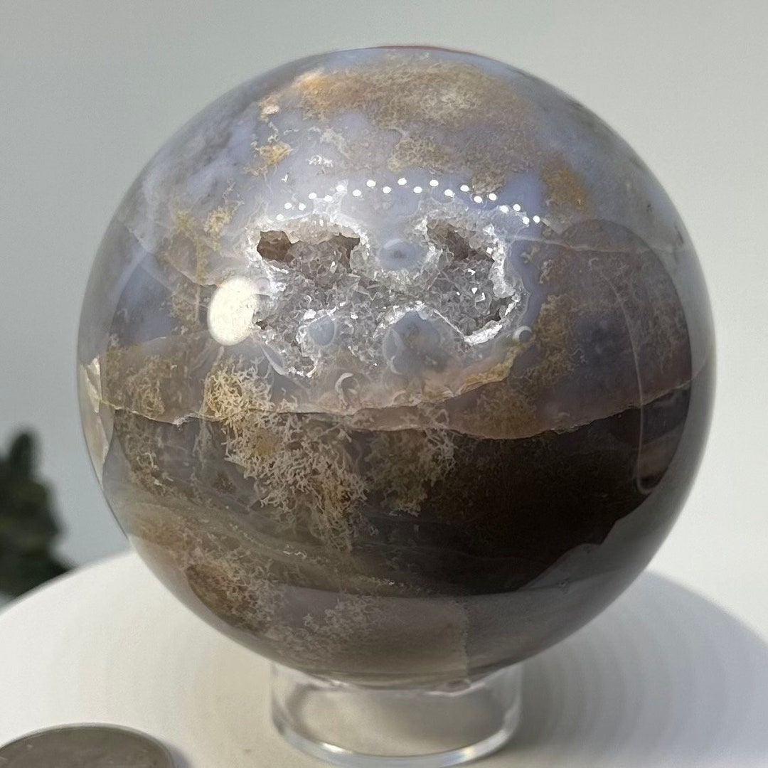 Ocean Jasper Crystal Sphere With Unique Striking Red Druzy Inclusion ...