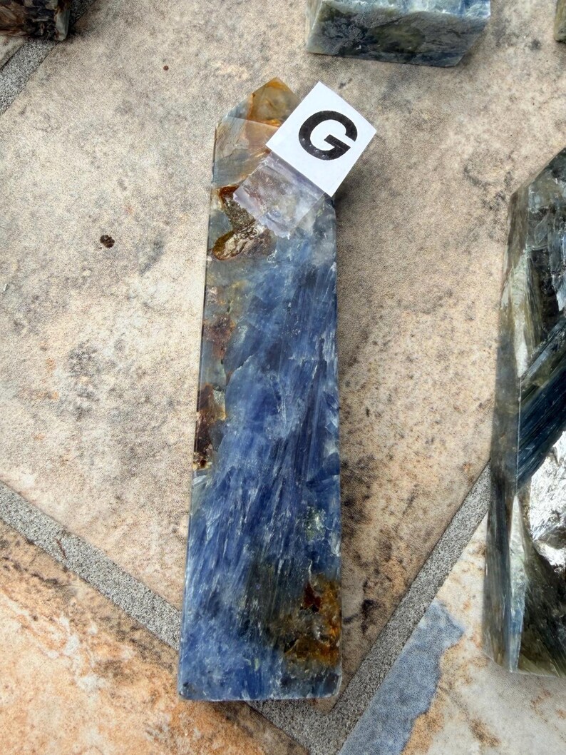 Natural Blue Kyanite Tower | Blue-green Crystal Point, Inclusions ...