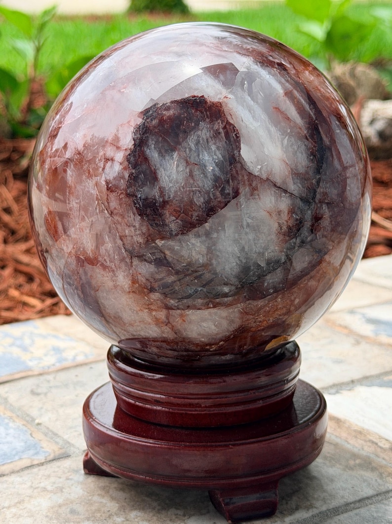 Fire Quartz Sphere | Hematoid Crystal Ball, Red Quartz With Iron ...