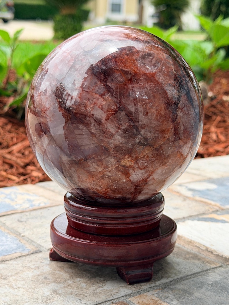 Fire Quartz Sphere | Hematoid Crystal Ball, Red Quartz With Iron ...