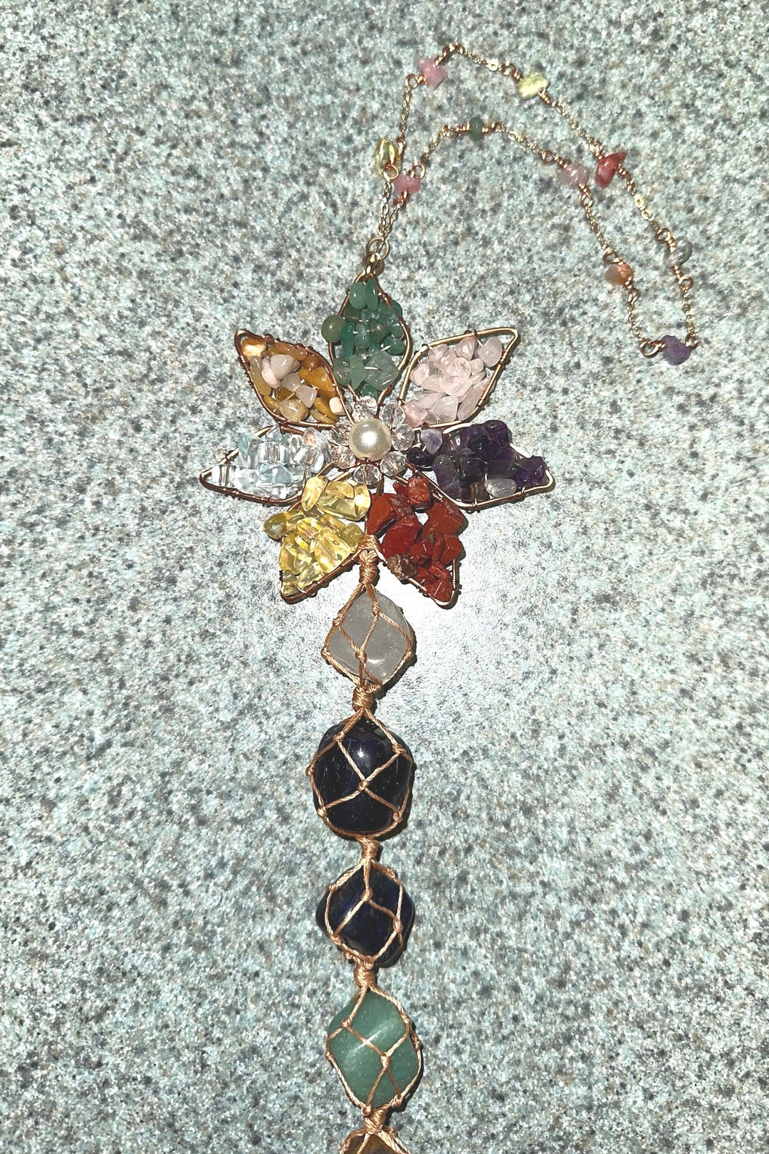 Chakra Flower Crystal Hanging Charm Decoration .12kg - Etsy