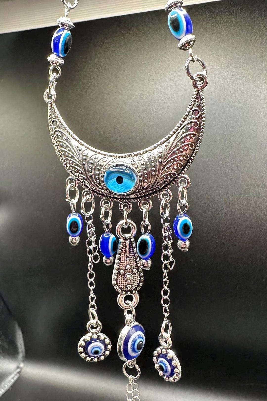 Evil Eye Crescent Moon Wall Hanging Turkish Protection Charm Crescent ...