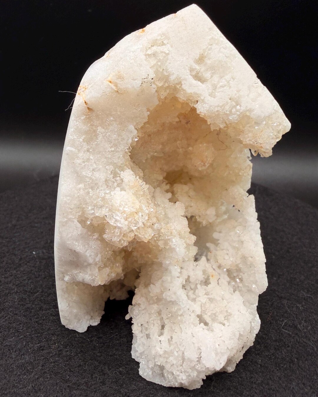 White Druzy Quartz Tower With Natural Crystal Cavern | Raw Quartz Point ...