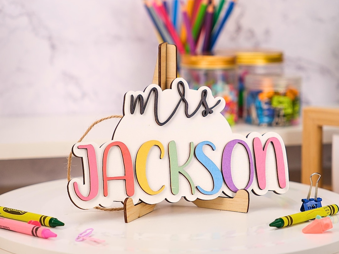 Personalized Teacher Name Sign, Teacher Welcome Sign, 2 Layer Door Sign ...
