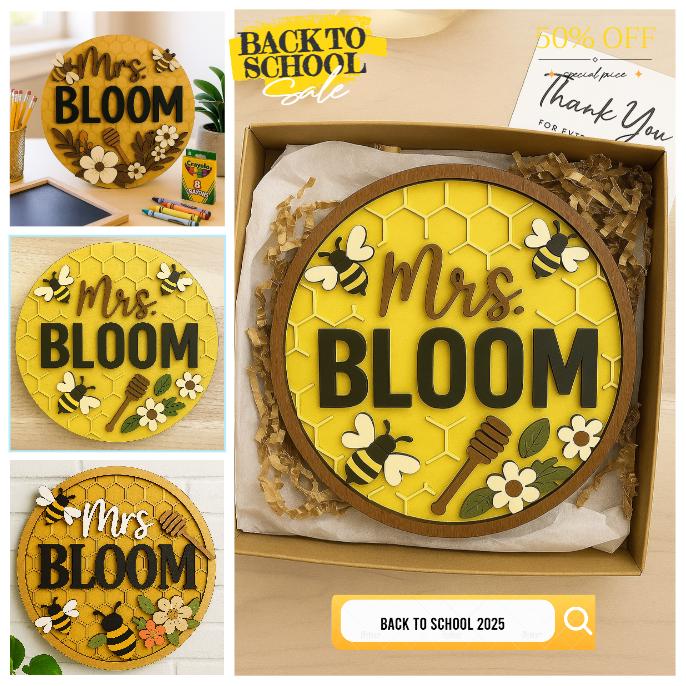 Bee Classroom Door Sign: Personalized Teacher Name Plaque, Honeycomb ...