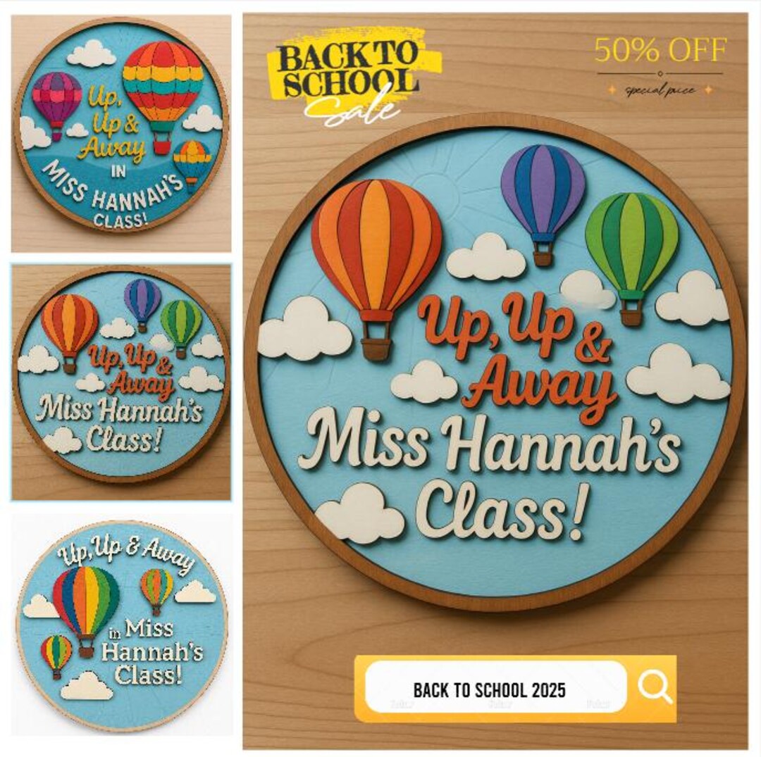 Personalized Hot Air Balloon Classroom Sign, Teacher Gift - Etsy