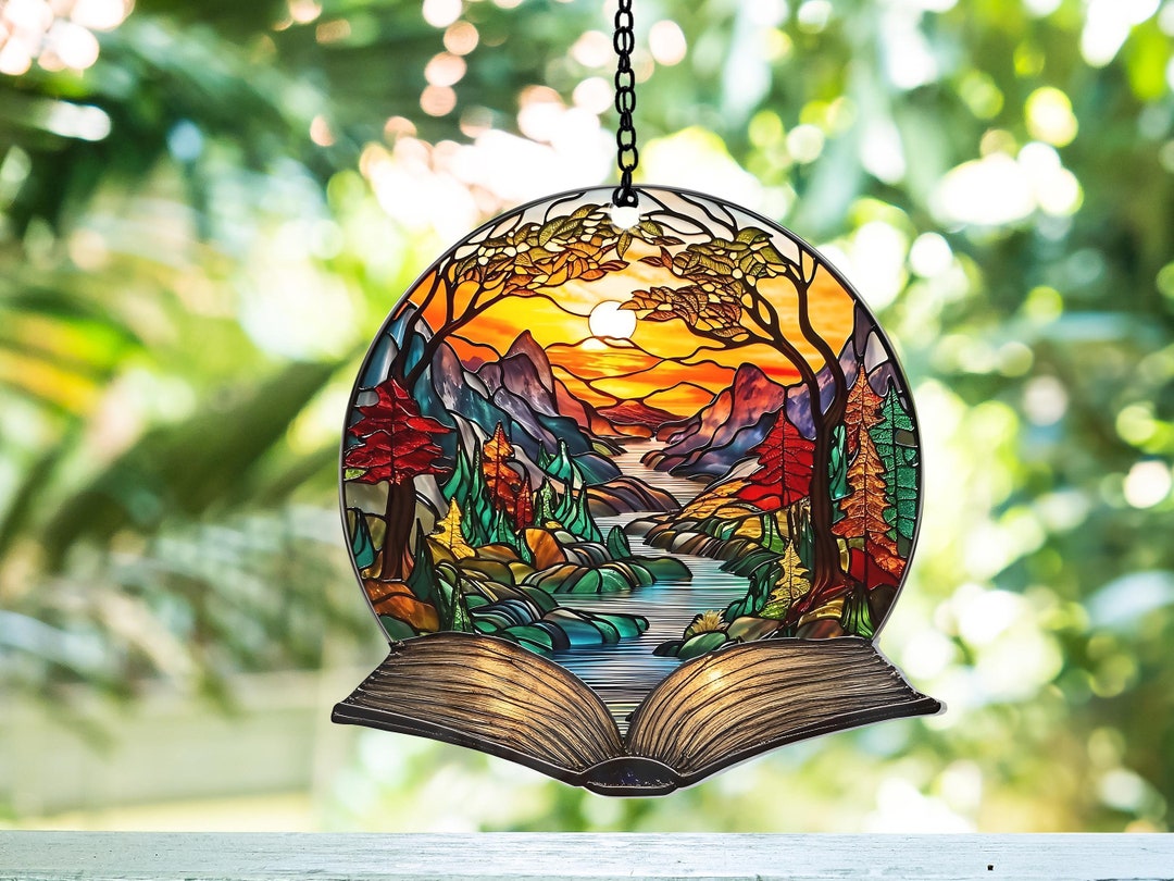 Scenery Book Suncatcher, Nature Suncatcher Acrylic Window Hanging ...