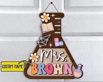 Personalized Teacher Door Sign, Science Lab Sign for Classroom 3D ...