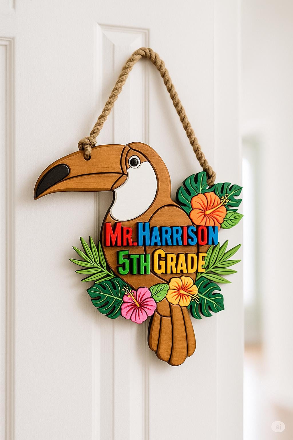 Tropical Toucan Classroom Sign, Personalized Teacher Gift, Jungle Decor ...