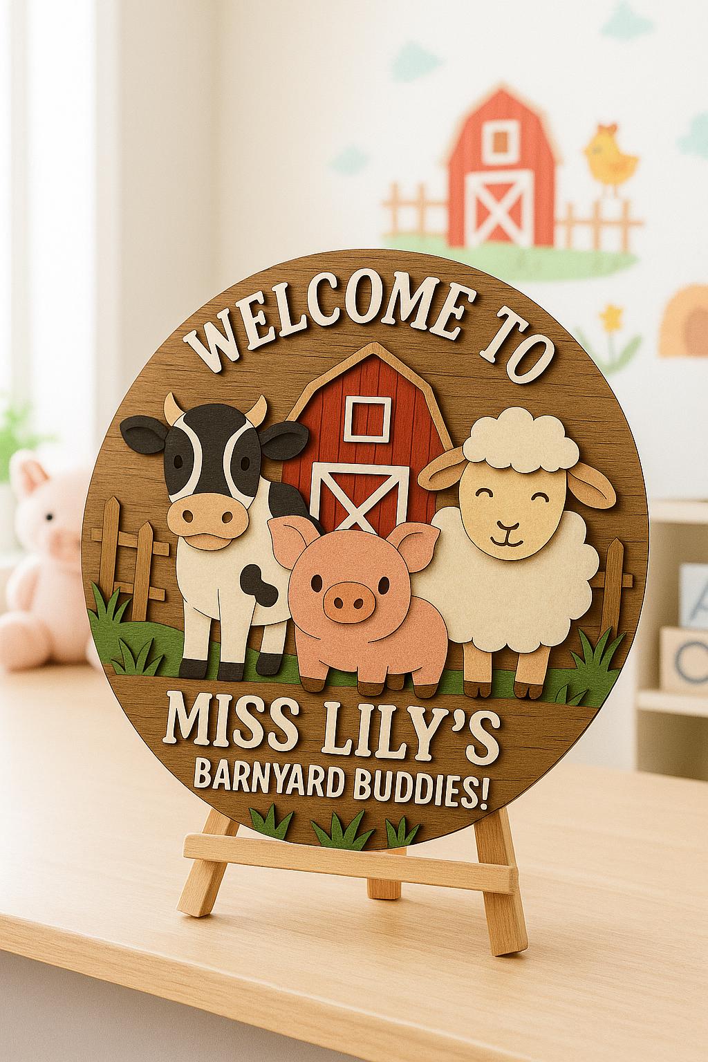 Farm Animal Classroom Sign, Personalized Teacher Door Sign, Barnyard ...