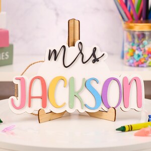 Personalized Teacher Name Sign, Teacher Welcome Sign, 2 Layer Door Sign ...