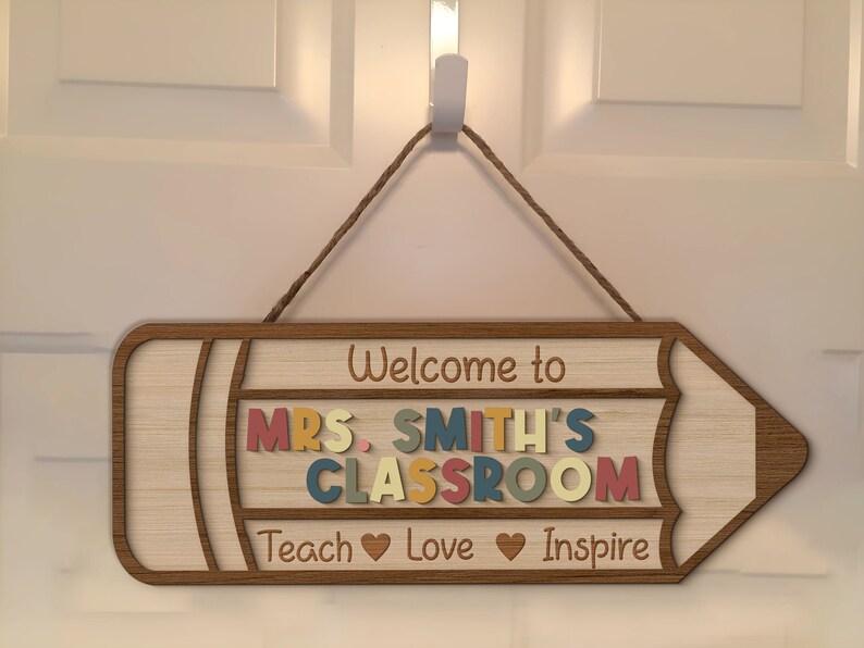 Personalized Teacher Door Hanger, Classroom Decor, Teacher Doorsign ...