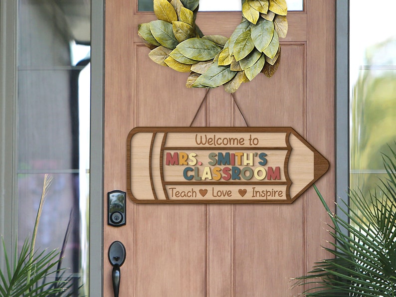 Personalized Teacher Door Hanger, Classroom Decor, Teacher Doorsign ...