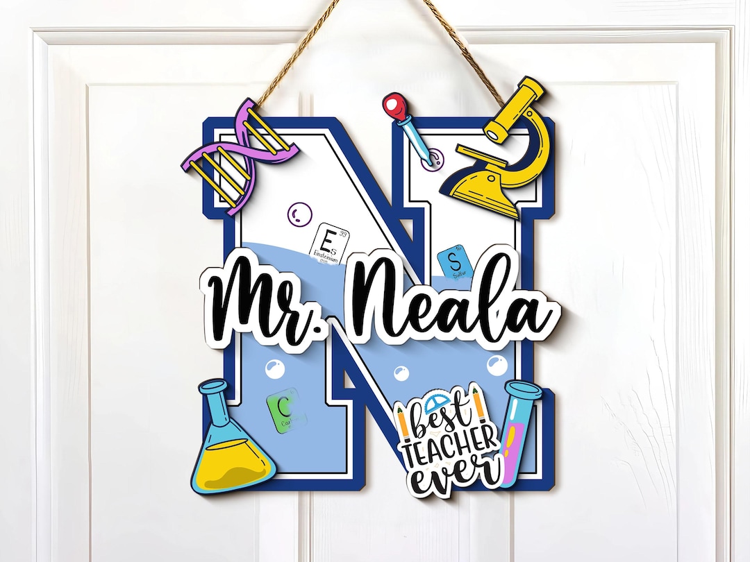 Personalized Teacher Door Sign, Science Lab 3D Wood Art, Teacher Name ...