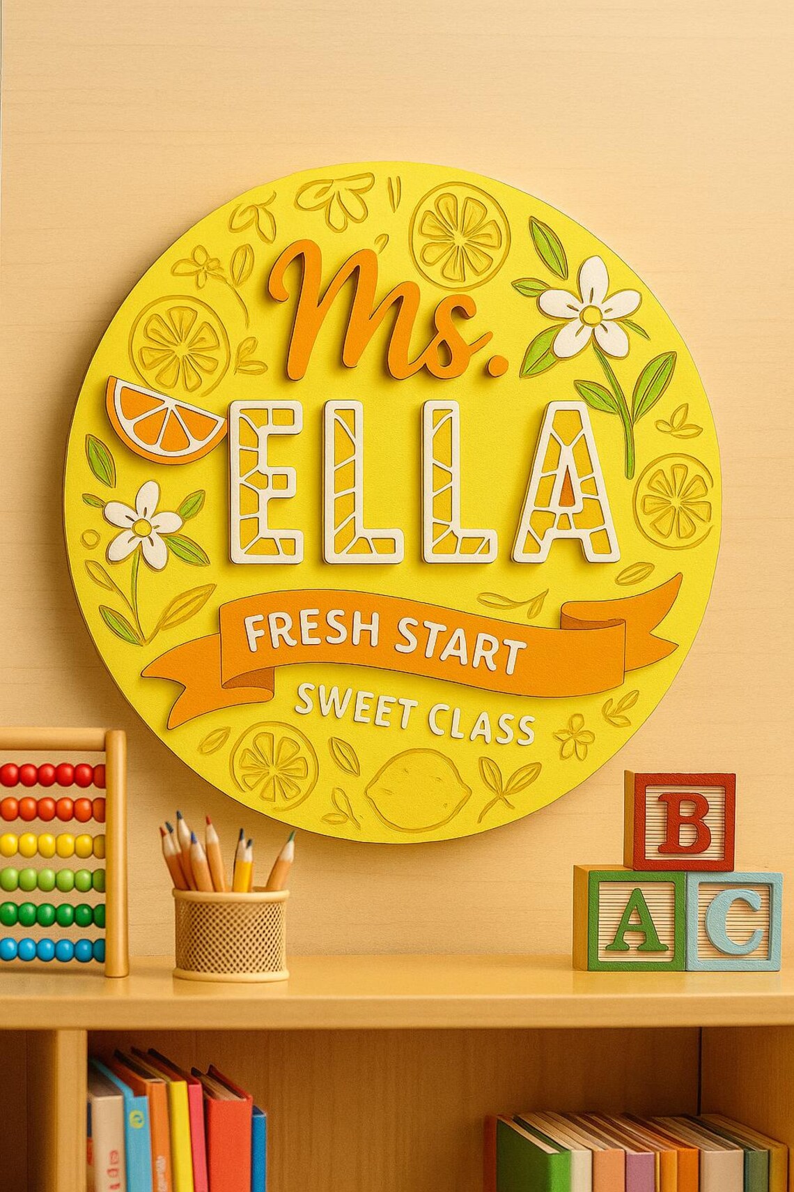Personalized Citrus Classroom Sign, Handmade Wooden Teacher Gift - Etsy