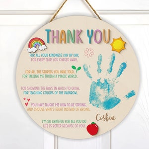 Kids Poem Handprint Thank You Sign, Handprint Poem Print, Teacher Door ...