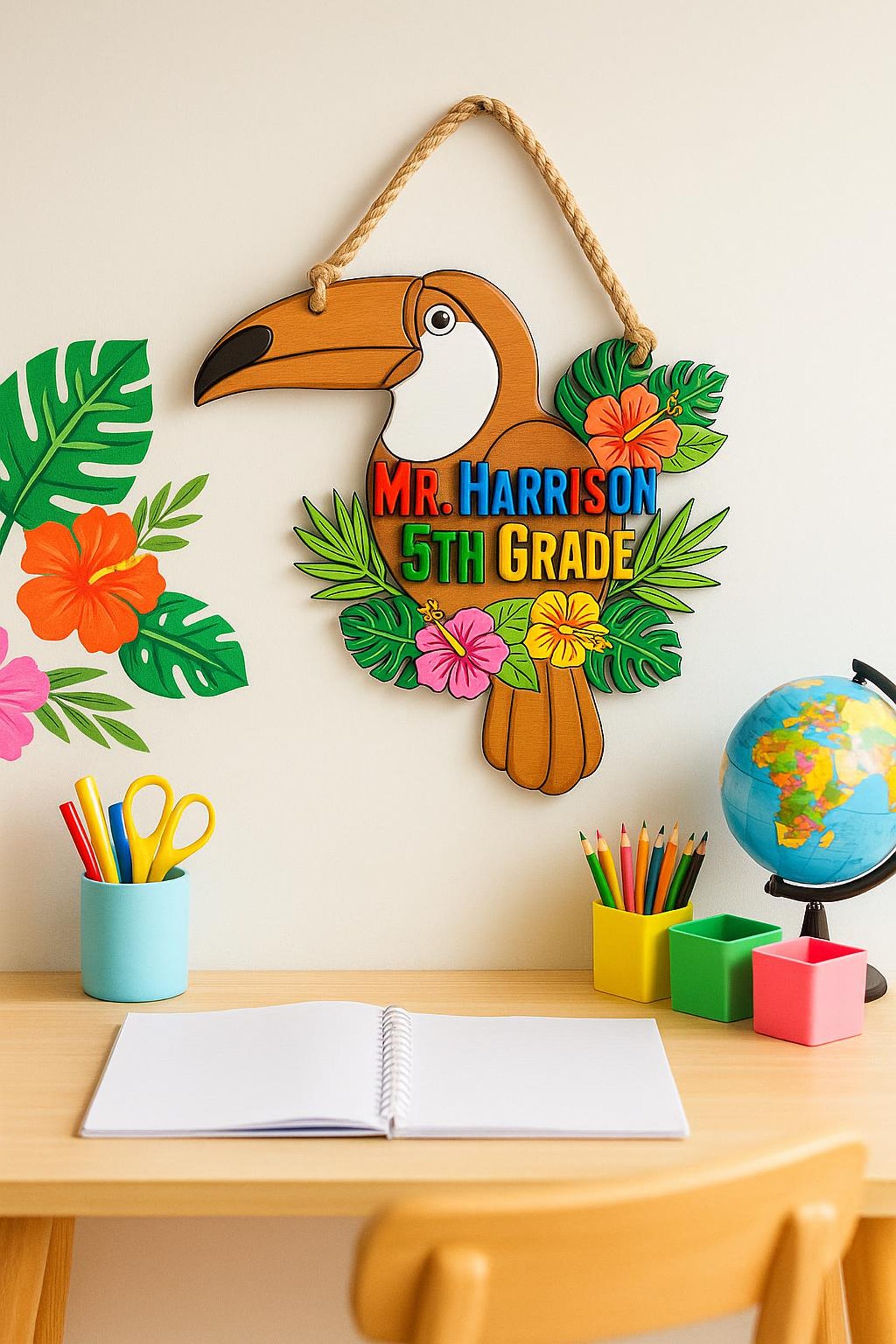 Tropical Toucan Classroom Sign, Personalized Teacher Gift, Jungle Decor ...