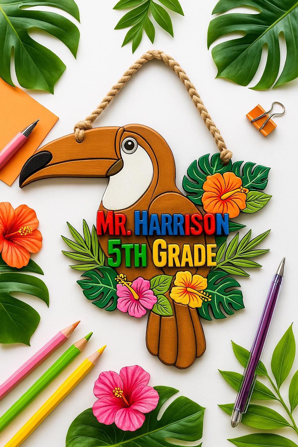 Tropical Toucan Classroom Sign, Personalized Teacher Gift, Jungle Decor ...